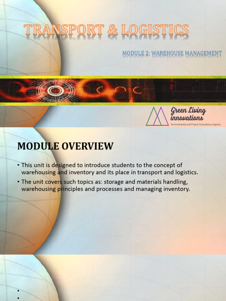 Transport and Logistics Module 2. Warehouse Management | PDF | Warehouse | Logistics