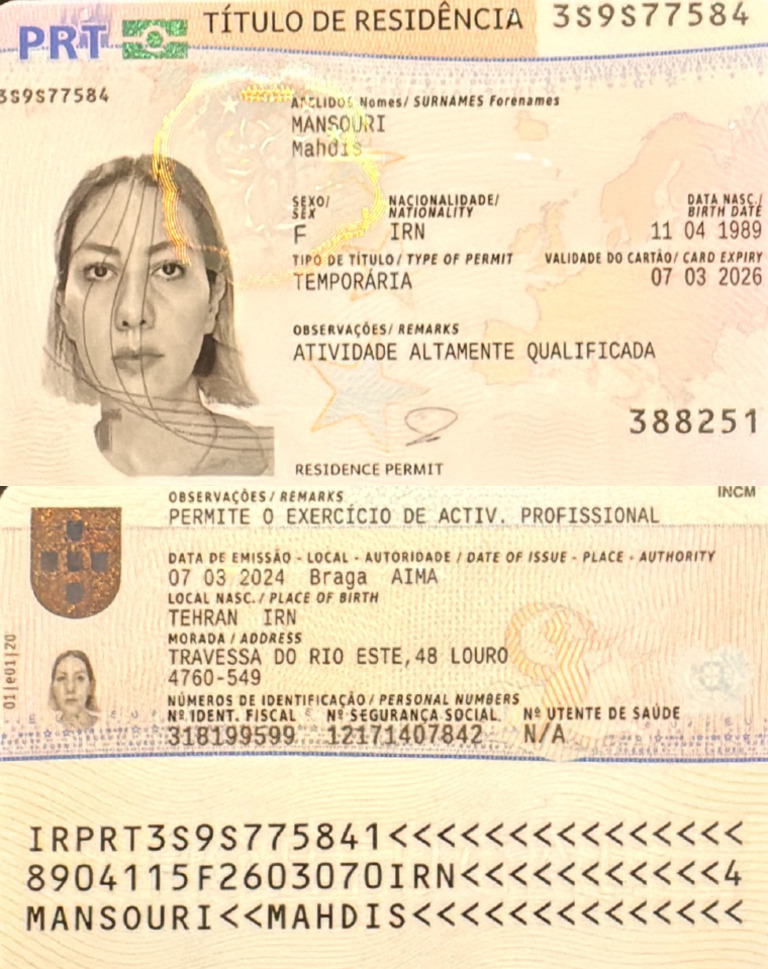 Mahdis Mansouri PRT Residence Card | PDF