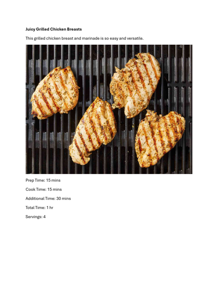 Easy Grilled Chicken Breast Recipe | PDF