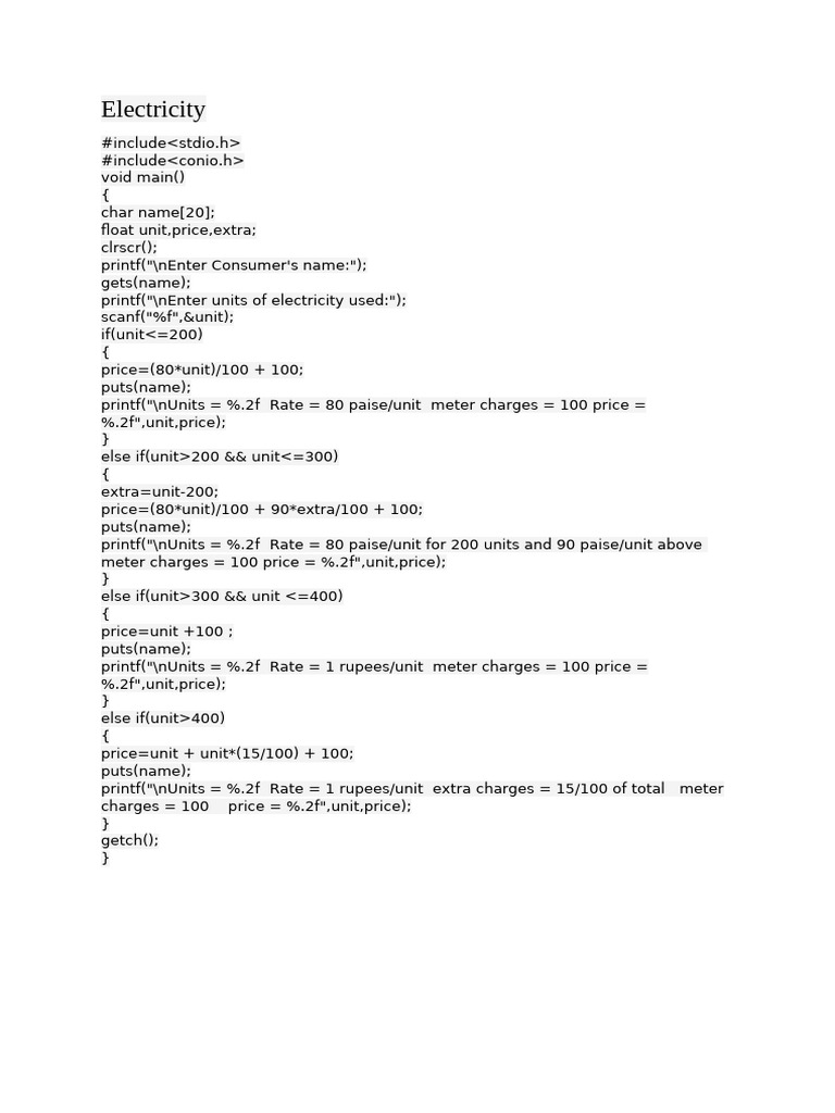 Electricity Cost Calculator Code | PDF