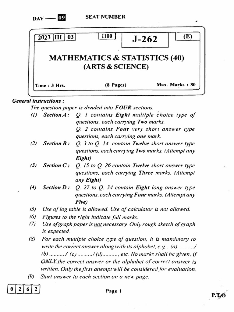 Mathematics and Statistics Arts Science | PDF | Applied Mathematics ...