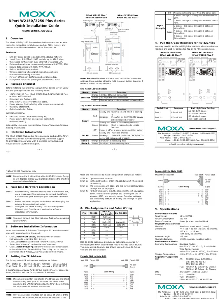 Moxa Nport w2150 2250 Plus Manual v4.0 | PDF | Wireless Lan | Computer Terminal