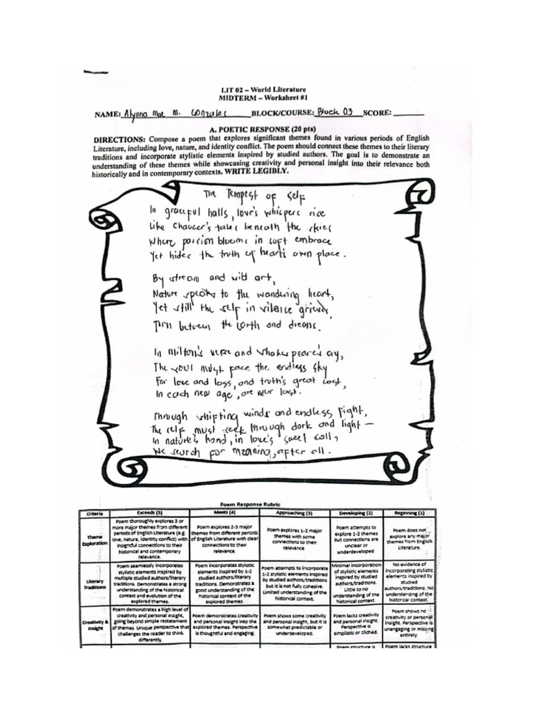 Gonzales Alynna Mae M. - Poetic Response | PDF