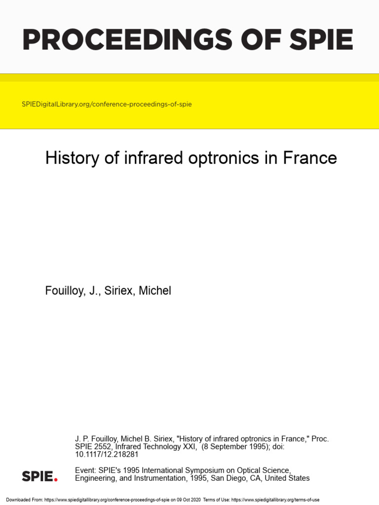History of Infrared Optronics in France | PDF | Infrared