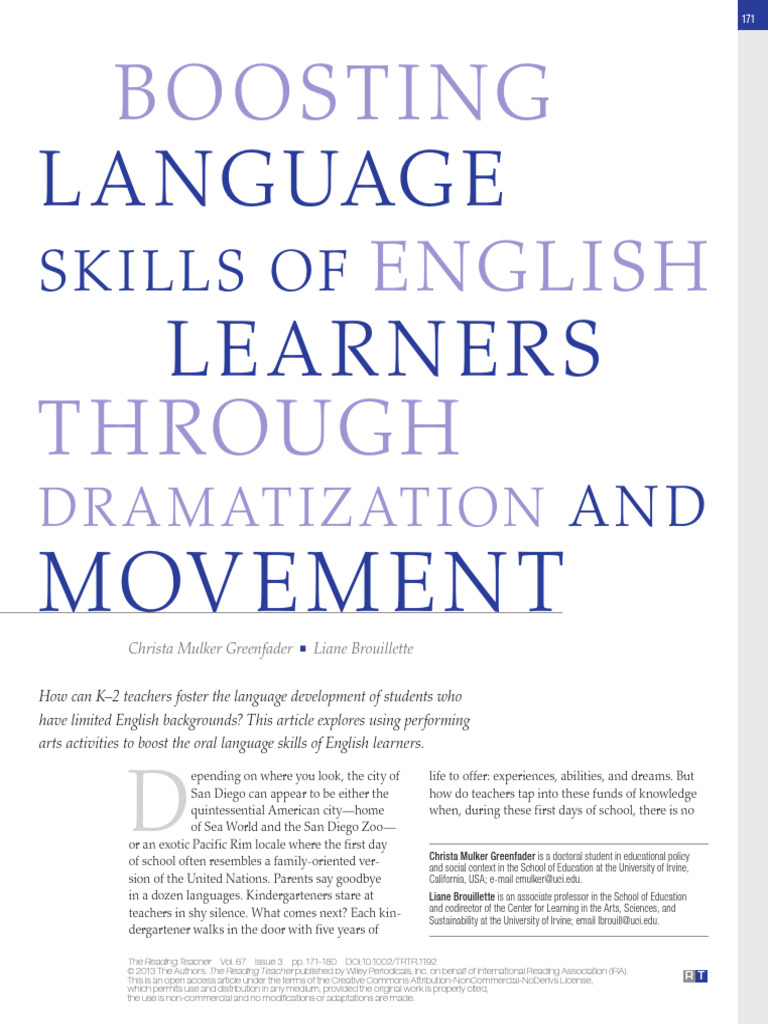 The Reading Teacher - 2013 - Greenfader - Boosting Language Skills of English Learners Through ...