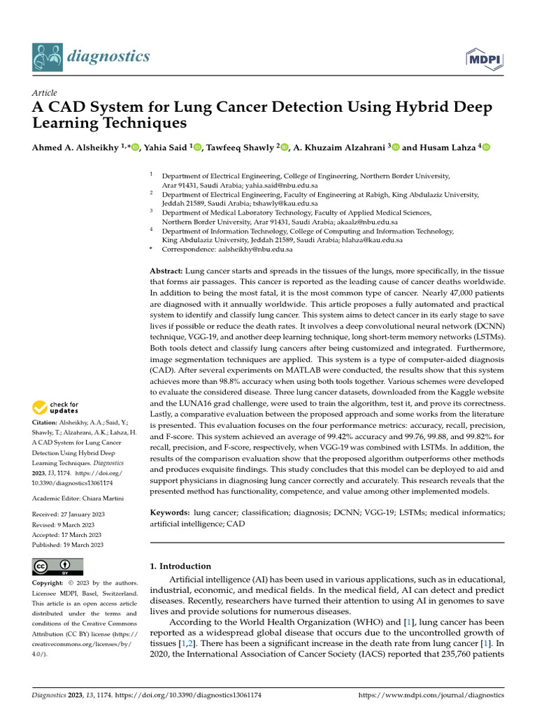 A CAD System For Lung Cancer Detection Using Hybri | PDF | Lung Cancer