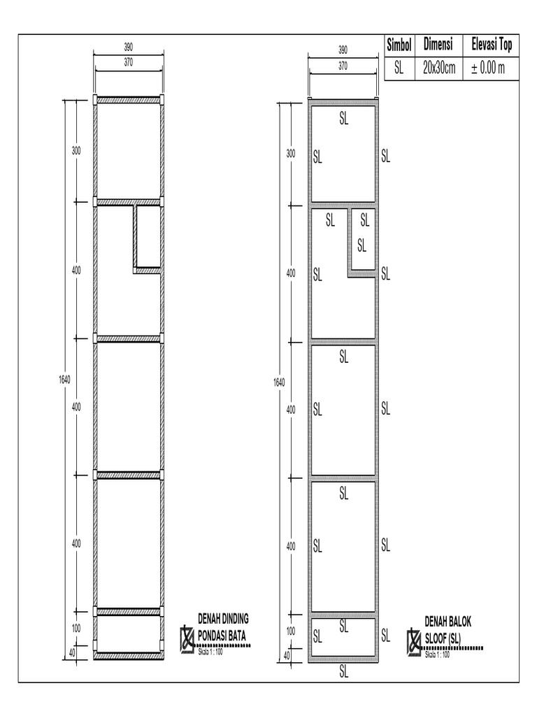 SL 20x30cm: Simbol Dimensi Elevasi Top | PDF