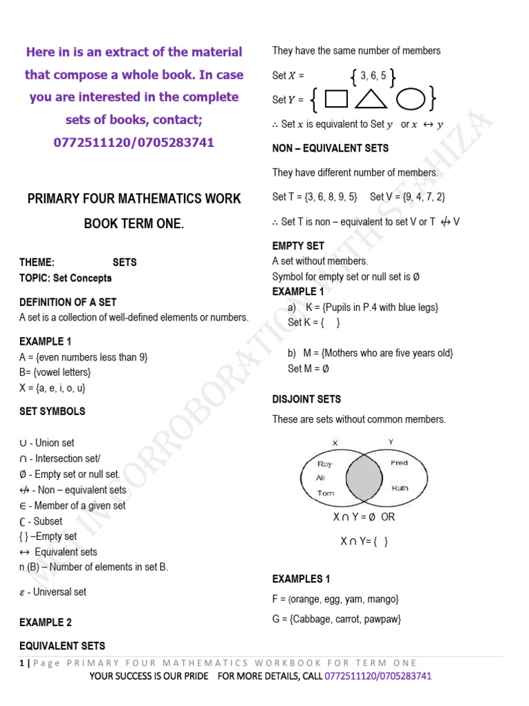 Examples of Equal and Equivalent Sets | PDF | Empty Set | Mathematical ...