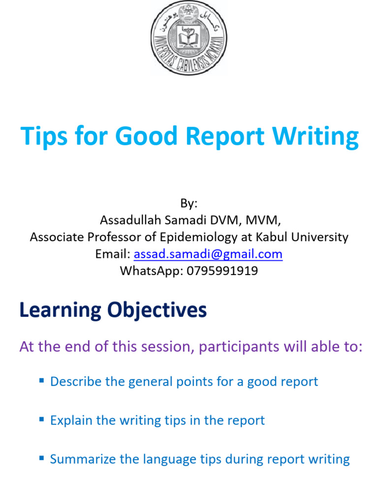 Tips For Good Report Writing by Dr. Samadi | PDF | Jargon | Cognition