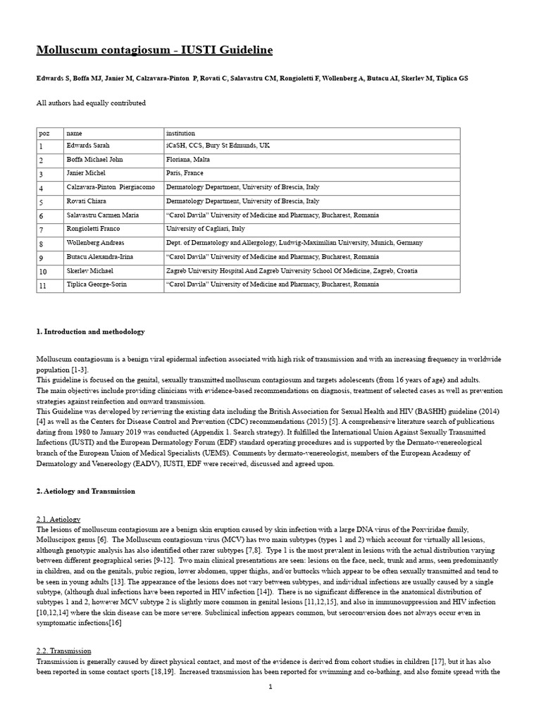 Molluscum Contagiosum Guideline | PDF | Medical Specialties | Clinical Medicine