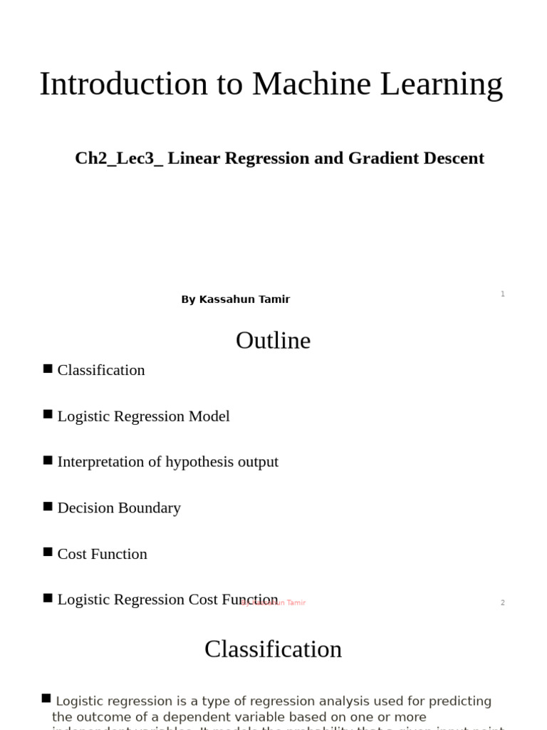 Ch2 - Lec4 - Logistic Regression | PDF