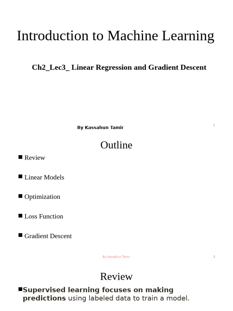 Ch2 - Lec3 - Linear Regression and Gradient Descent | PDF | Regression Analysis | Linear Regression