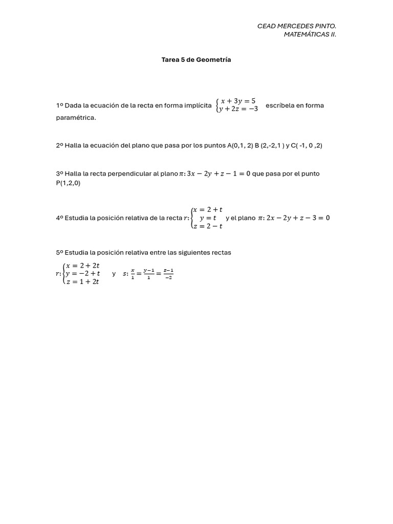 Tarea 5 de Geometría | PDF