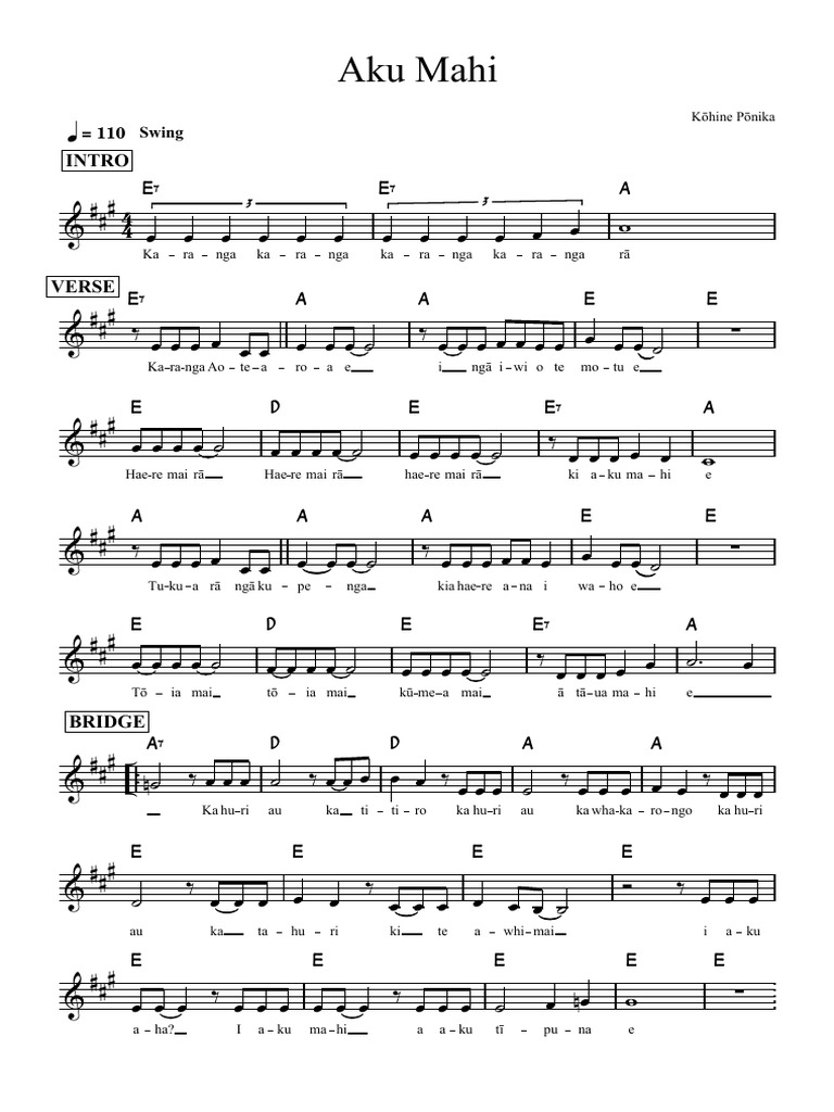 Aku+Mahi+Sheet+Music | PDF