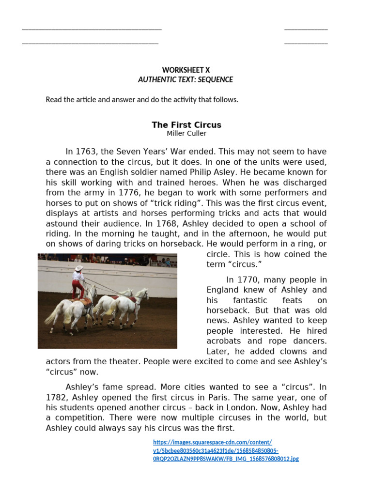 Worksheet 10 | PDF | Circus | Performing Arts Companies
