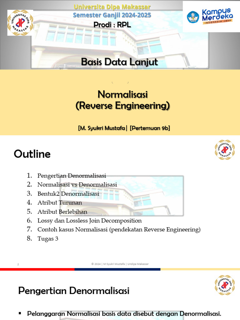 Kuliah 09-b BDL_RPL (Normalisasi-Reverse Engineering) | PDF