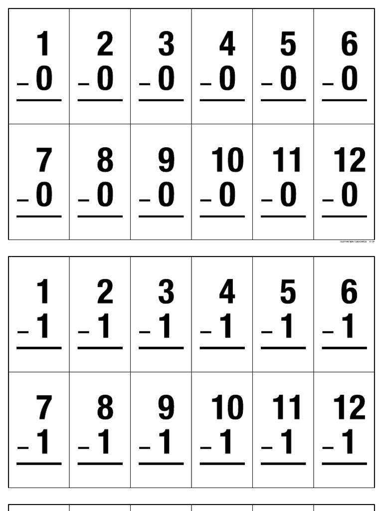 Flashcards Subtraction | PDF