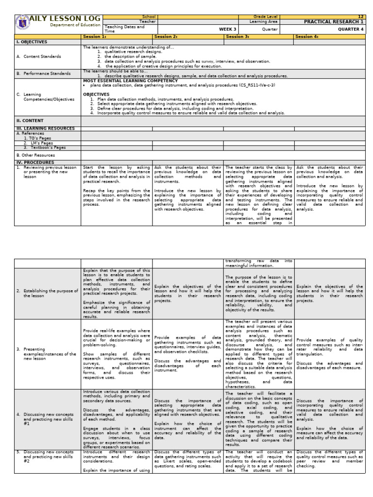 PRACTICAL RESEARCH 1 QUARTER 4 WEEK 3 | PDF | Survey Methodology | Data