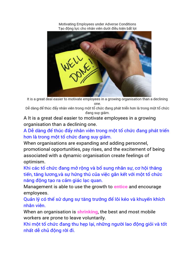 Motivating Employees Under Adverse Conditions | PDF