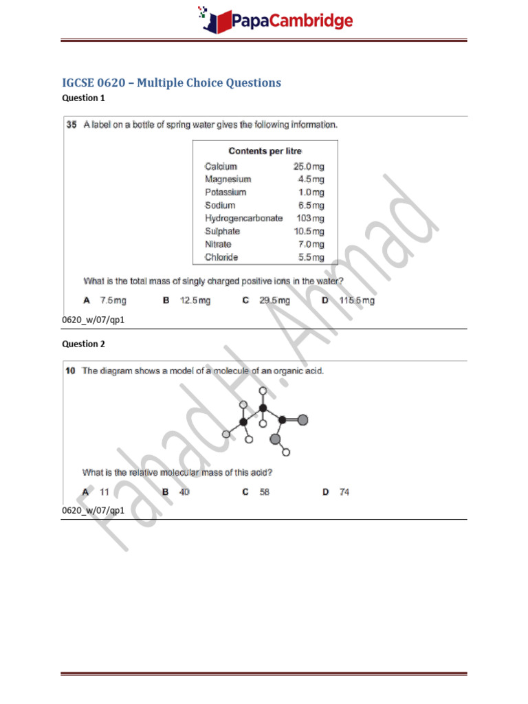 Moles and Stoichiometry Igcse Only Complete 2014 | PDF | Standardized ...