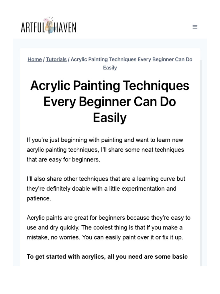 Acrylic Painting Techniques Every Beginner Can Do Easily - Artful Haven ...