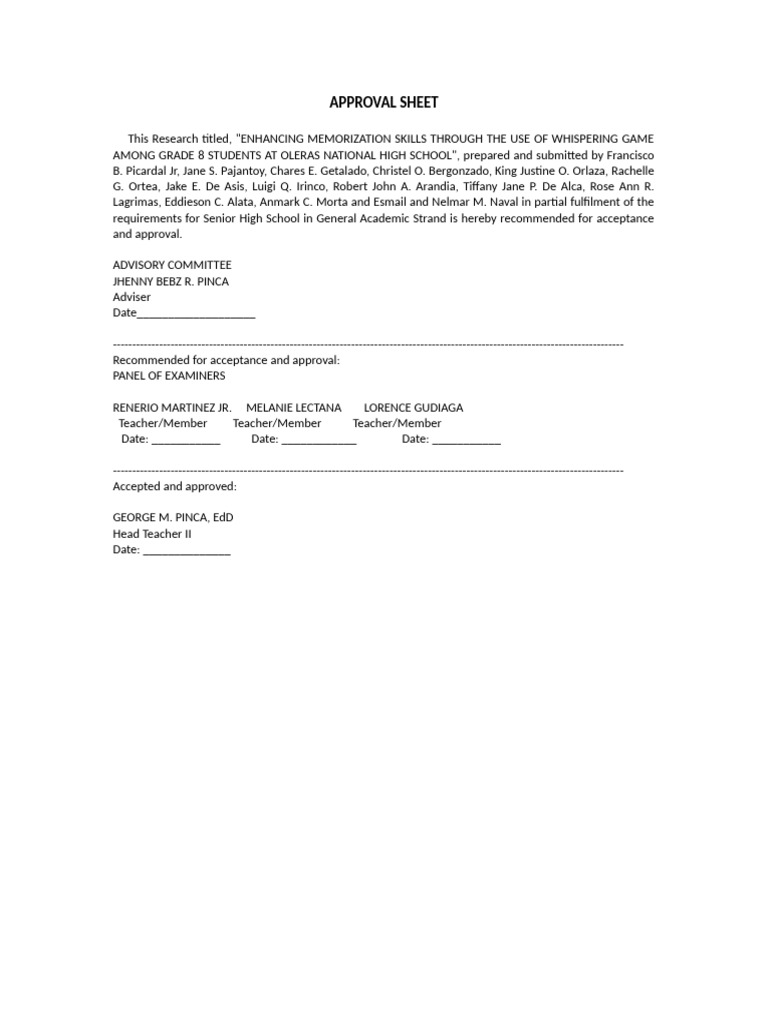 APPROVAL SHEET Franco | PDF