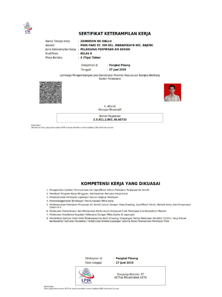 TT011 PELAKSANA PERPIPAAN AIR BERSIH Mks | PDF