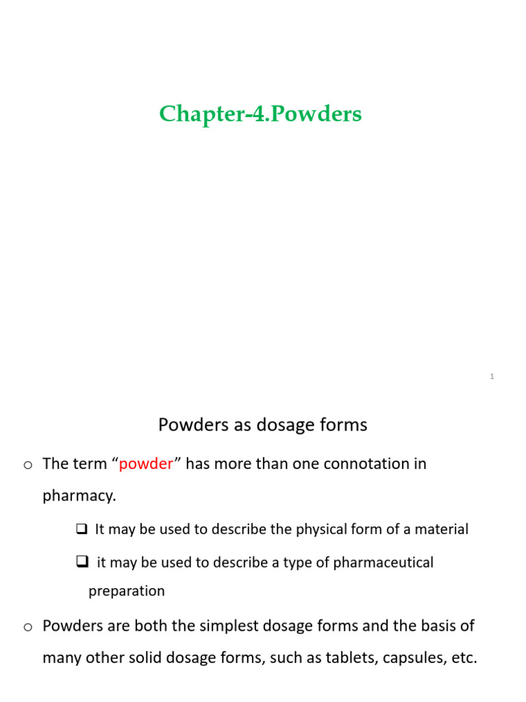 Powder and Granules | PDF | Tablet (Pharmacy) | Pharmaceutical Formulation