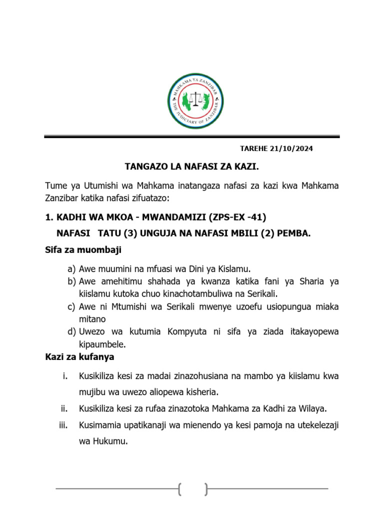 Tangazo La Ajiraa | PDF