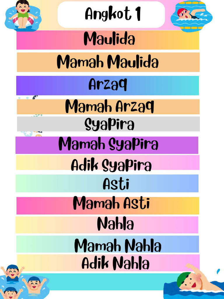 Hijau Kuning Biru Merah Jambu Label Folder Nama Nama | PDF