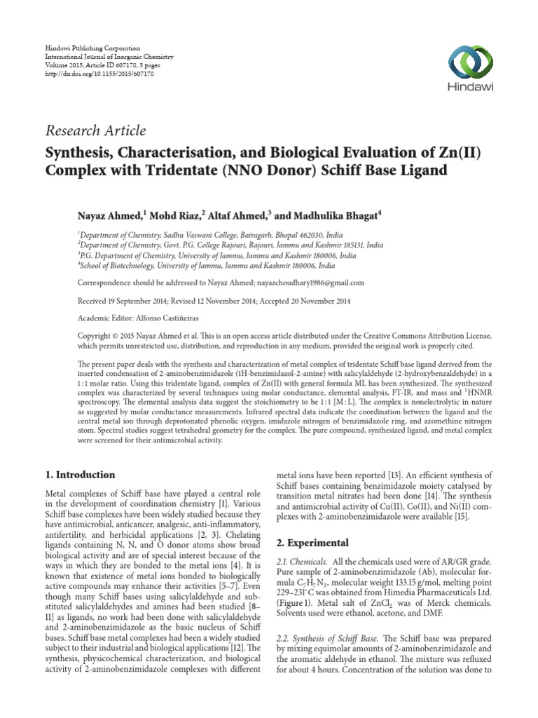 Réf 2014 Synth Et Act Biol À Voir | PDF | Coordination Complex | Ligand