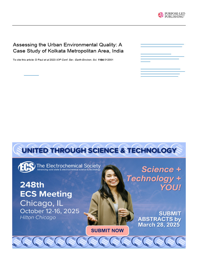 Assessing The Urban Environmental Quality: A Case Study of Kolkata ...