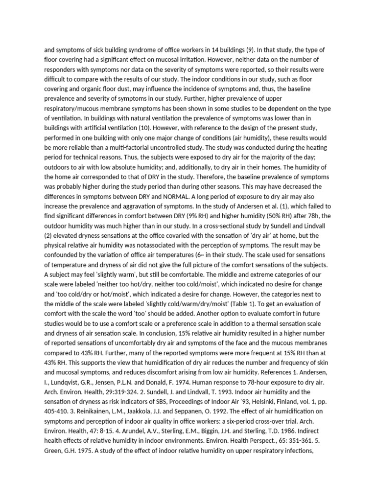 And Symptoms of Sick Building Syndrome of Office Workers in 14 ...