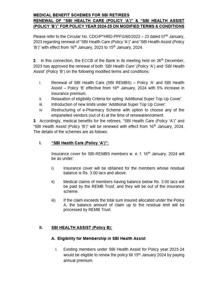 301220231554-Renewal of "SBI Health Assist (Policy B) "& " SBI Health ...