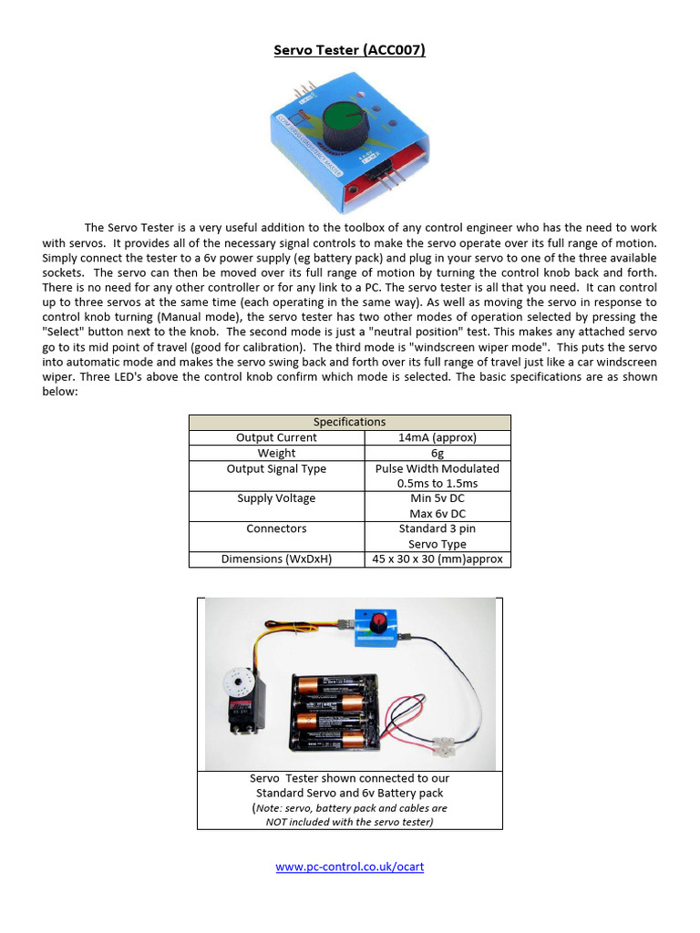 Servo Tester ACC007 for Control Engineers | PDF | Electronic ...