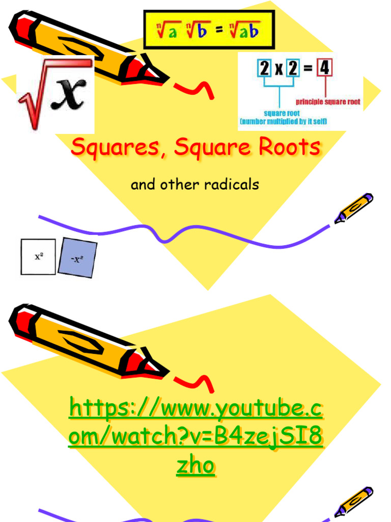 SQUARES-SQUARE-ROOTS-AND-RADICALS.pptx | PDF | Square Root | Algebra