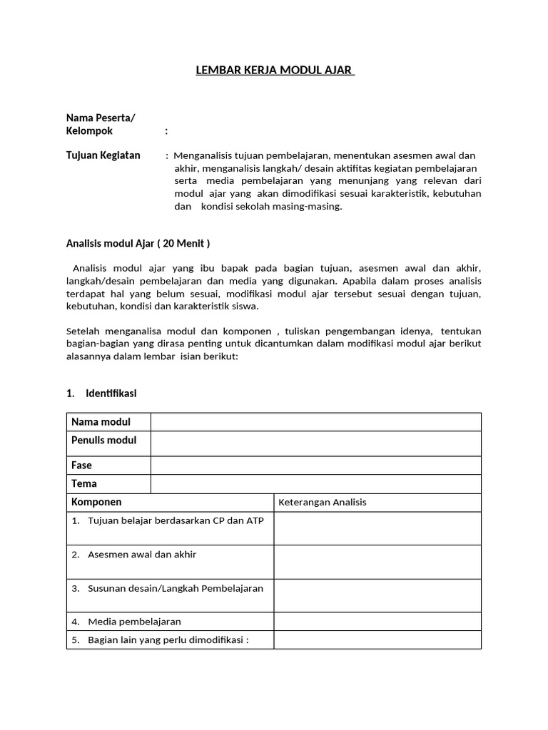 Analisis dan Modifikasi Modul Ajar | PDF