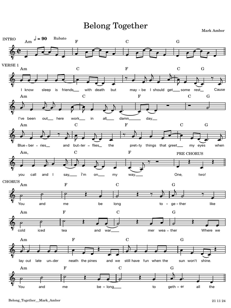Mark Ambor's "Belong Together" Lyrics | PDF