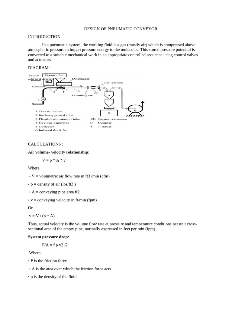Pneumatic Conveyor Design Calculations | PDF