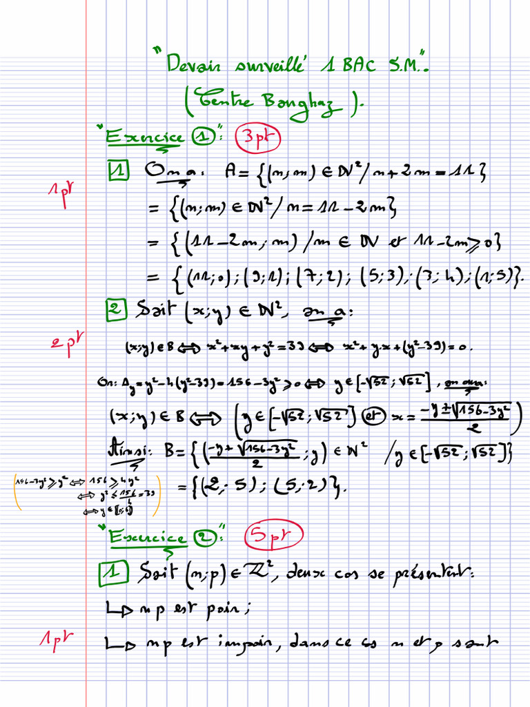 Corr DS Boughaz SM Bac 1 | PDF