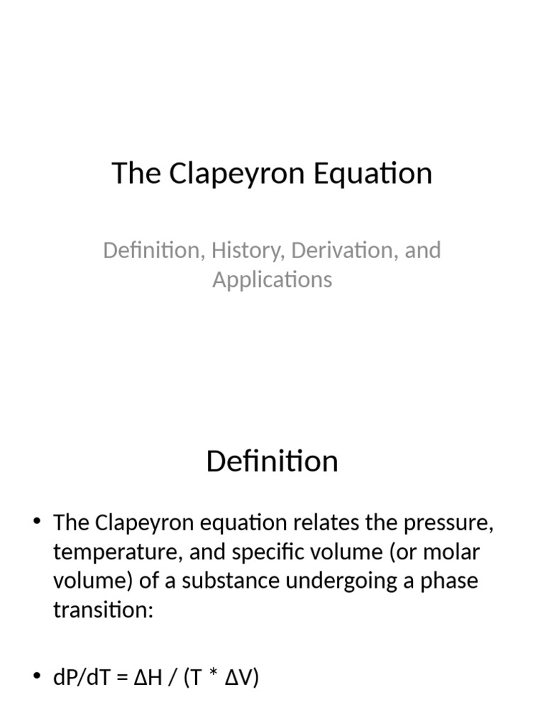 Clapeyron Equation Presentation | PDF