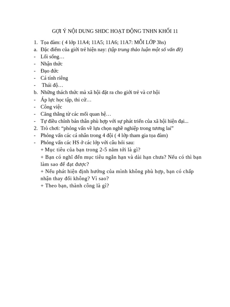 N I Dung SHDC HDDTN 11 | PDF