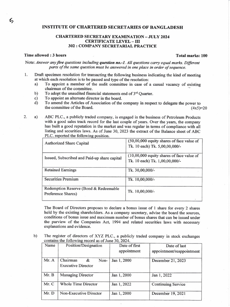 302 - Company Secretarial Practice | PDF | Equity (Finance) | Corporations