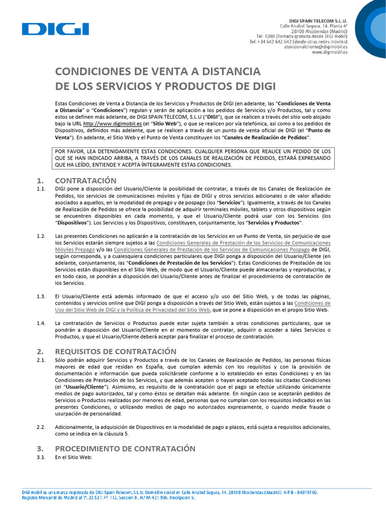 Condiciones de Venta A Distancia | PDF