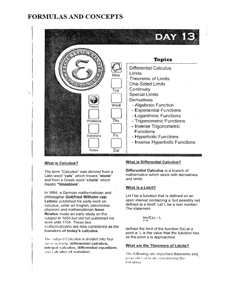 Formulas Calculus 1 | PDF