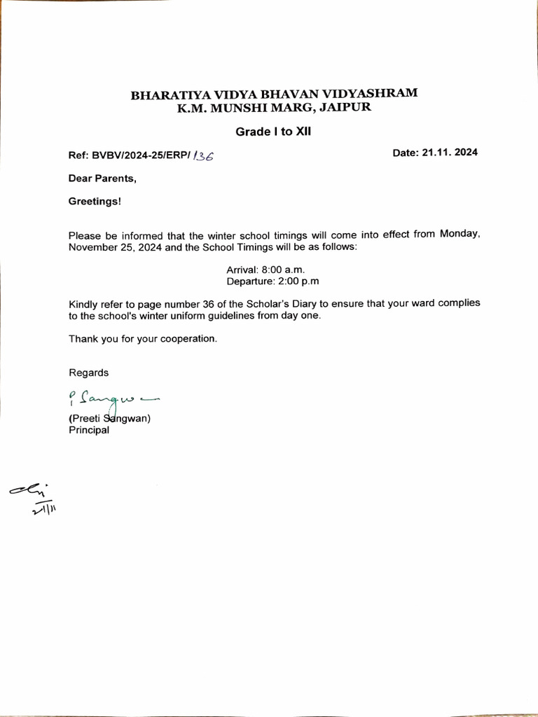 Winter School Timings 202425 | PDF