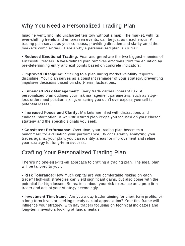 Importance of a Personalized Trading Plan | PDF | Investment Management ...