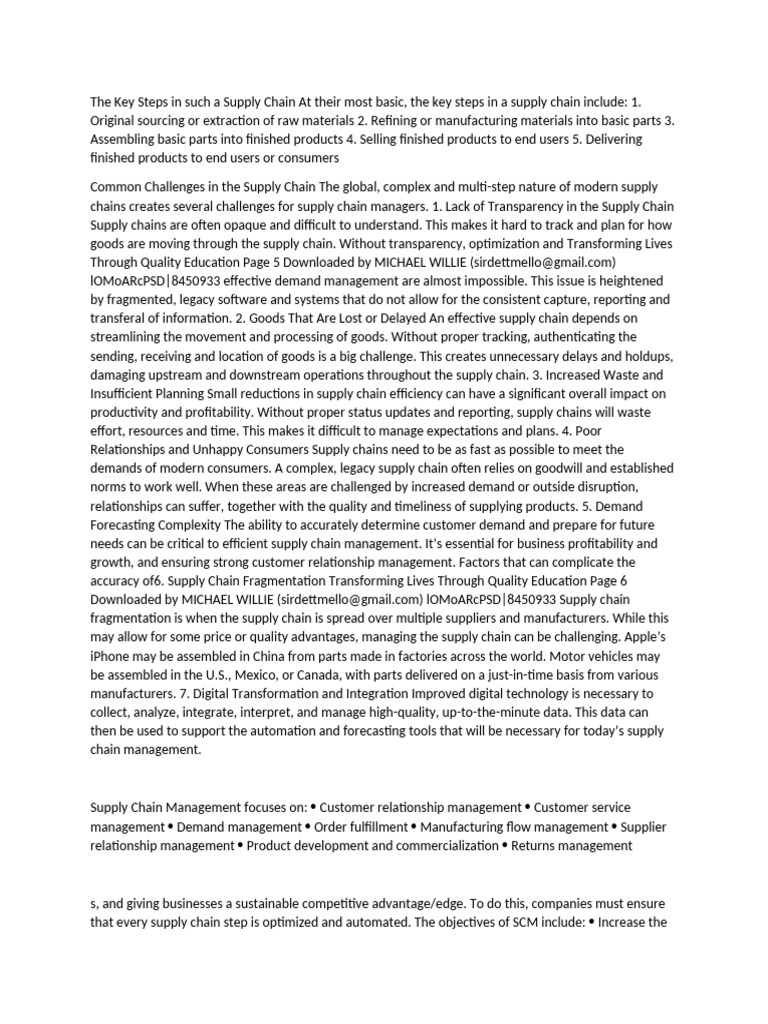 supply chain | PDF | Supply Chain Management | Supply Chain