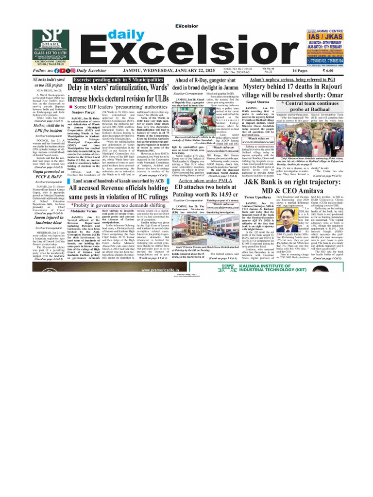 Daily Excelsior 22 Jan 25 | PDF
