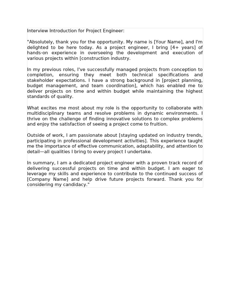 Project Engineer Interview Guide | PDF | Project Management | Risk ...